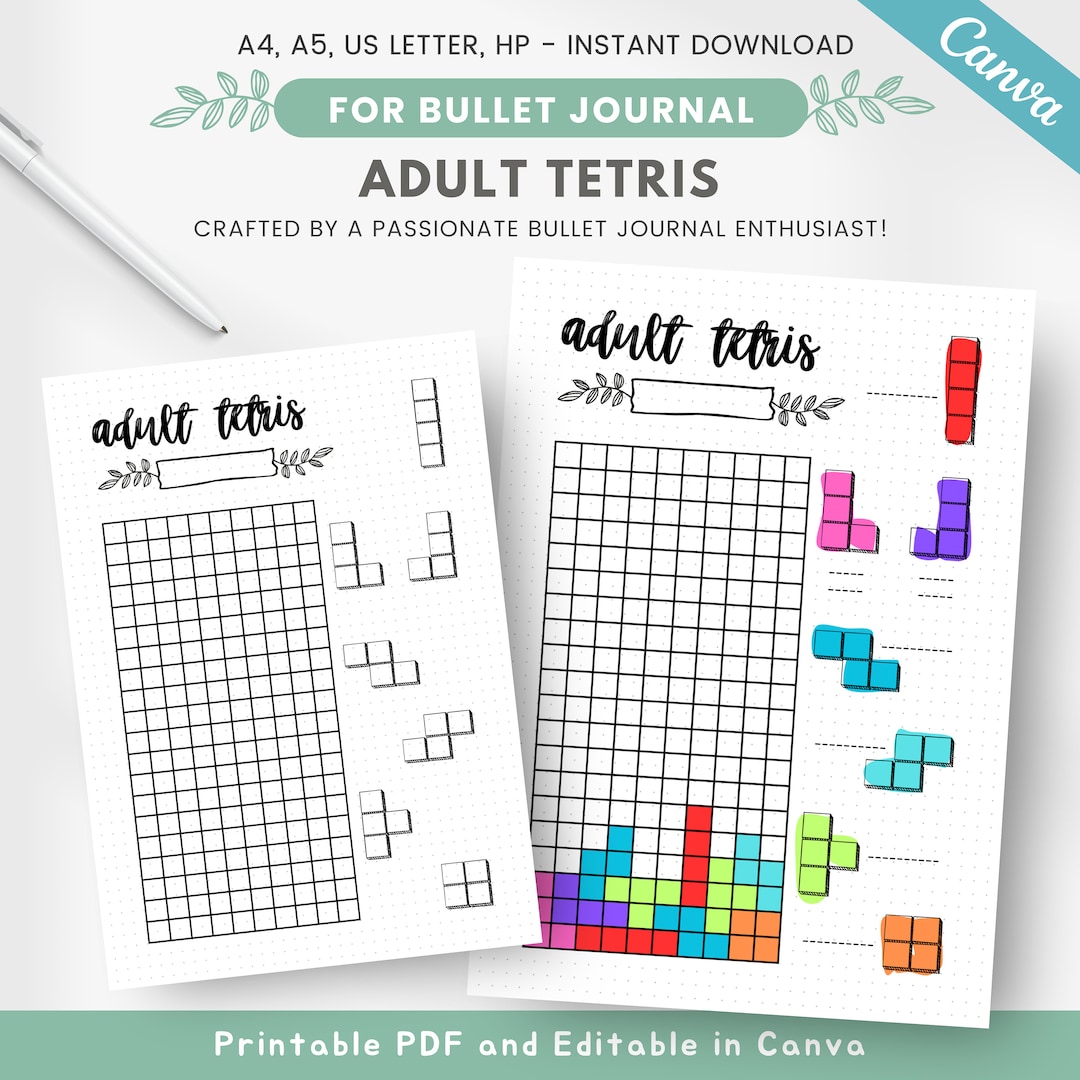 Printable Adulting Tracker, Adult Tetris Habit Tracker, Premade Journal ...