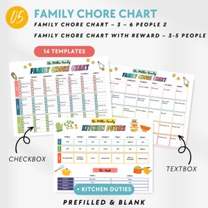 Editable Kids Chore Chart Bundle, Kids Checklist, Children Daily Weekly ...