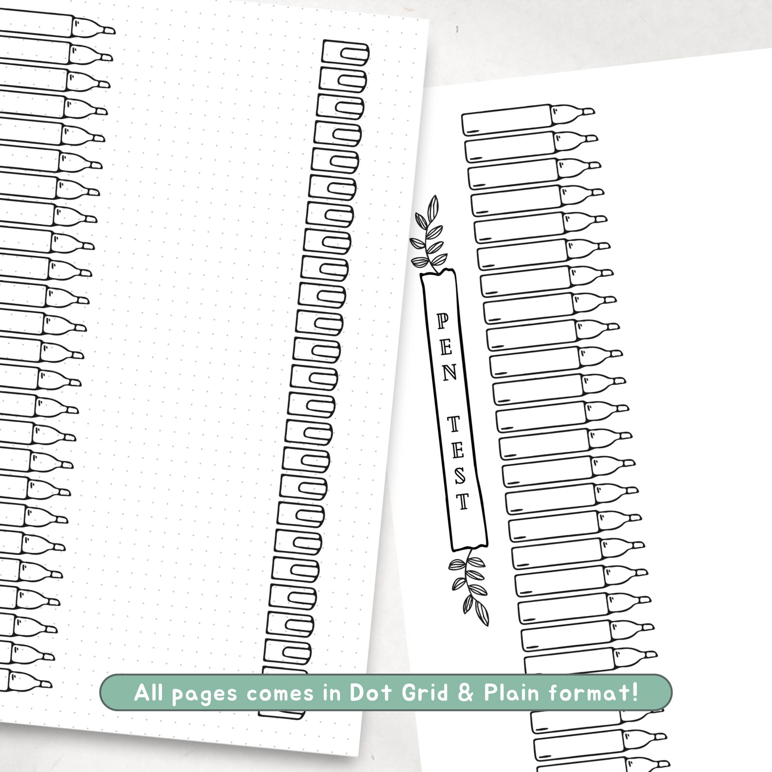 Printable Pen Test Page, Pen Tracker, Premade Journal Page, Marker Log ...