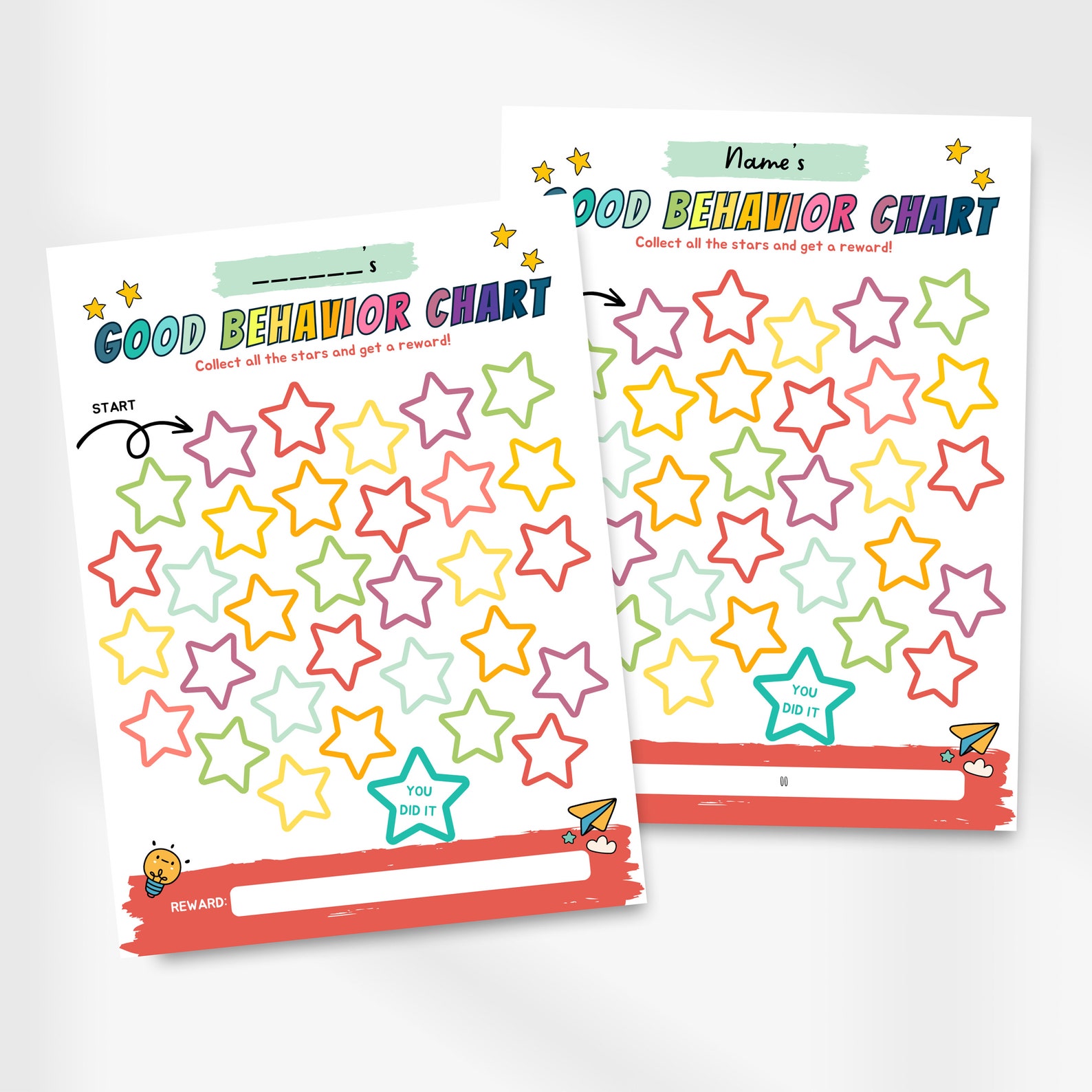 Editable Reward Chart for Kids and Toddlers, Coloring Reward Chart With ...