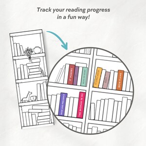 Printable Bookshelf Bookmarks, Editable Reading Tracker, Coloring ...