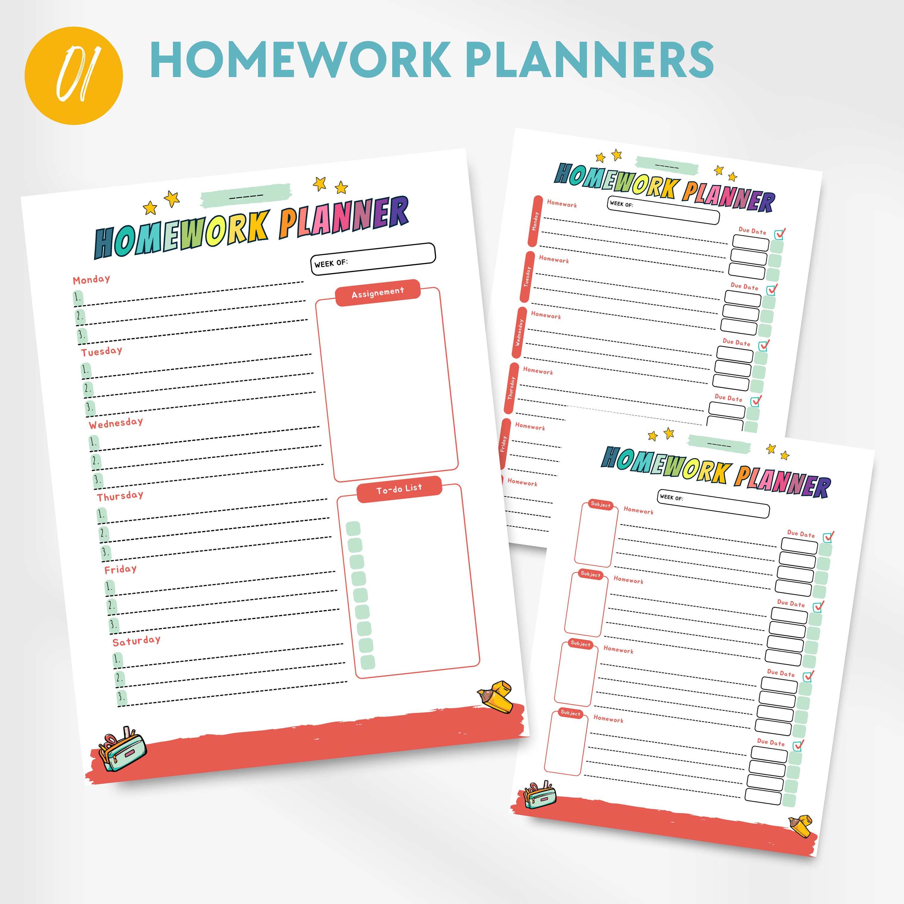 Printable Homework Tracker Bundle, Kids Homework Checklist, Weekly ...