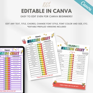 Editable Behavior Chart for Kids, 3 Strikes Warning Chart, Child ...