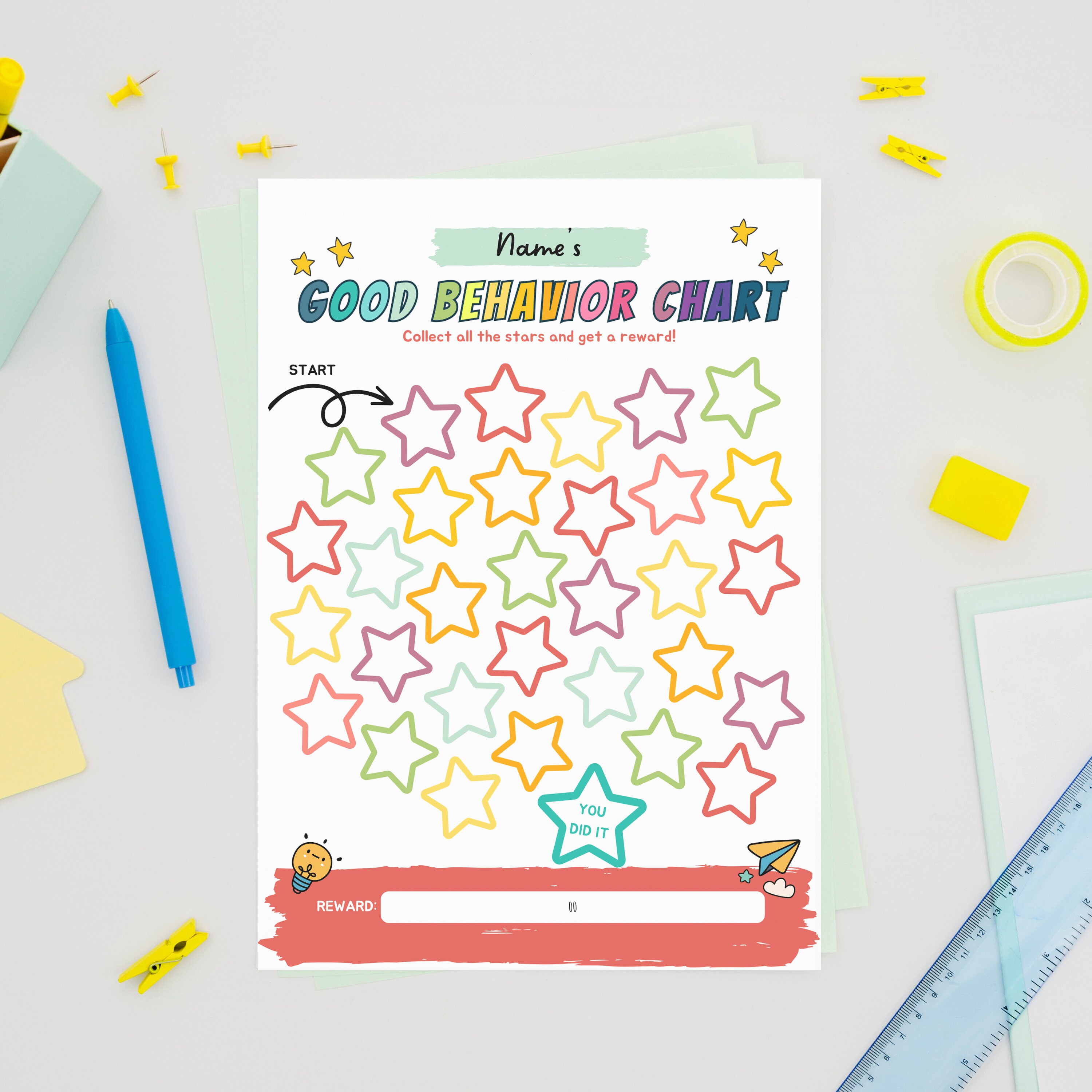 Editable Reward Chart for Kids and Toddlers, Coloring Reward Chart With ...