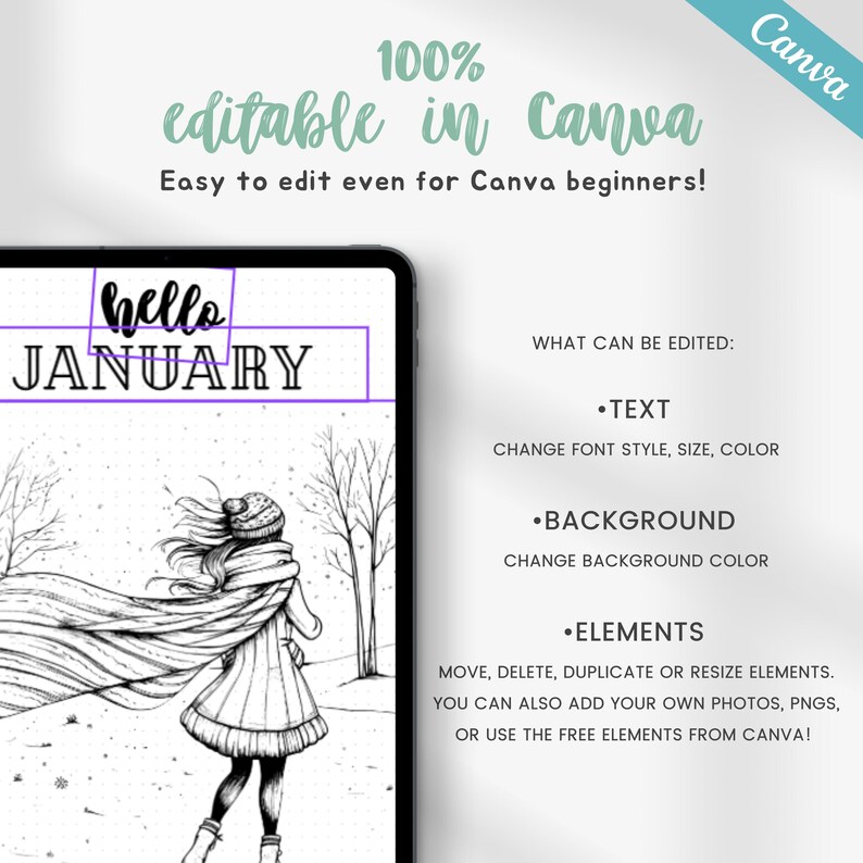 Monthly Cover Pages, PRINTABLE & EDITABLE Journal Title Page, 12 Month ...