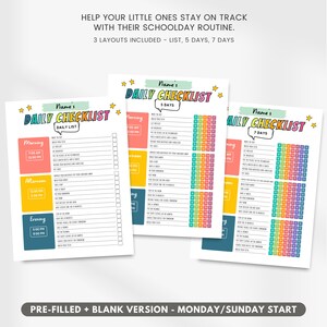 Editable Kids Daily Routine, Printable Daily Checklist for Children ...