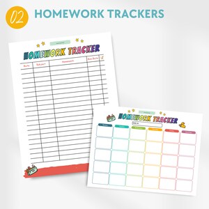 Printable Homework Tracker Bundle, Kids Homework Checklist, Weekly ...