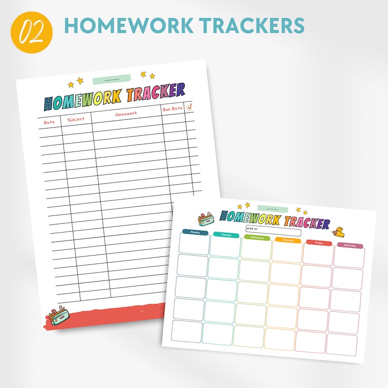 Printable Homework Tracker Bundle, Kids Homework Checklist, Weekly ...
