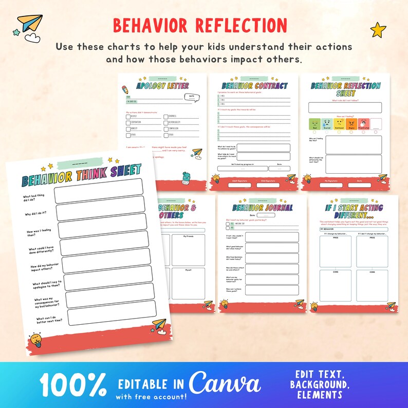 Editable Kids Behavior Chart Bundle, Toddler Behavior Tracker, Visual ...