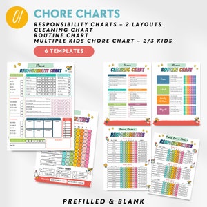 Editable Kids Chore Chart Bundle, Kids Checklist, Children Daily Weekly ...