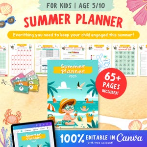 Editable Summer Planner 2025, Printable Kid Summer Planner Bundle ...