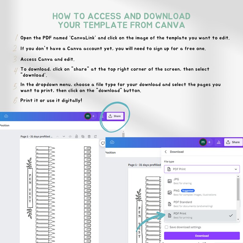 Printable Pen Test Page, Pen Tracker, Premade Bullet Journal Page ...