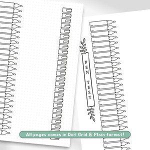 Printable Pen Test Page, Pen Tracker, Premade Journal Page, Marker Log ...