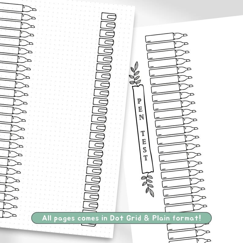 Printable Pen Test Page, Pen Tracker, Premade Bullet Journal Page ...