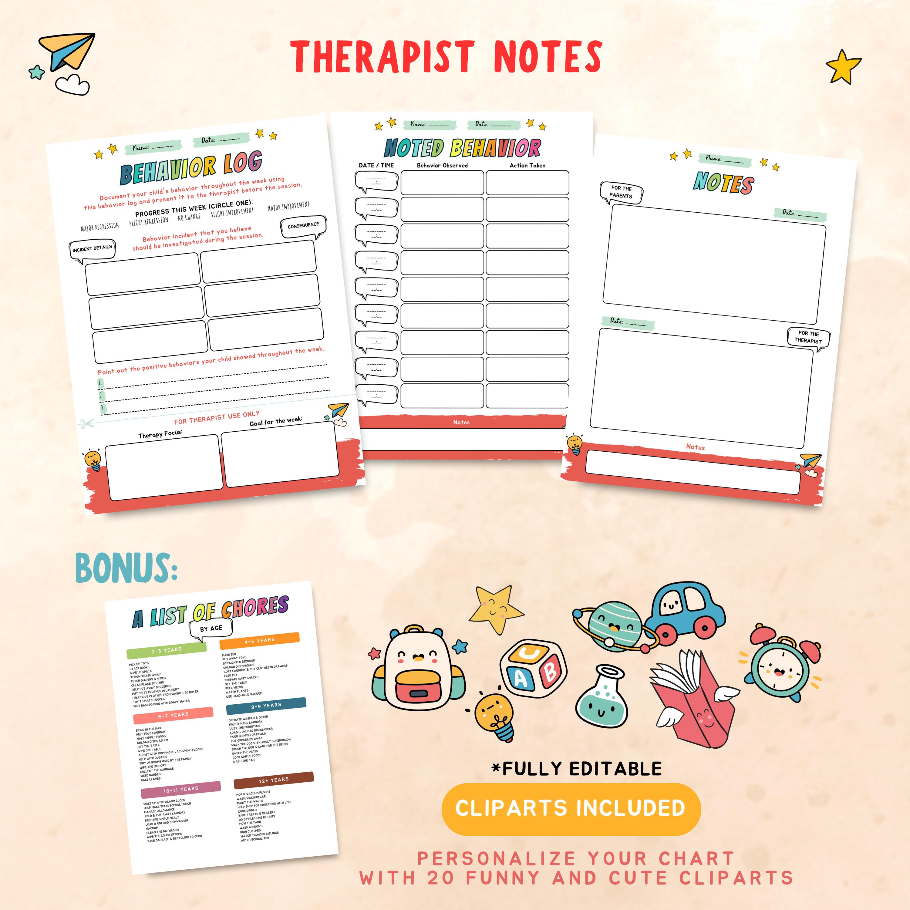 Editable Kids Behavior Chart Bundle, Toddler Behavior Tracker, Visual ...
