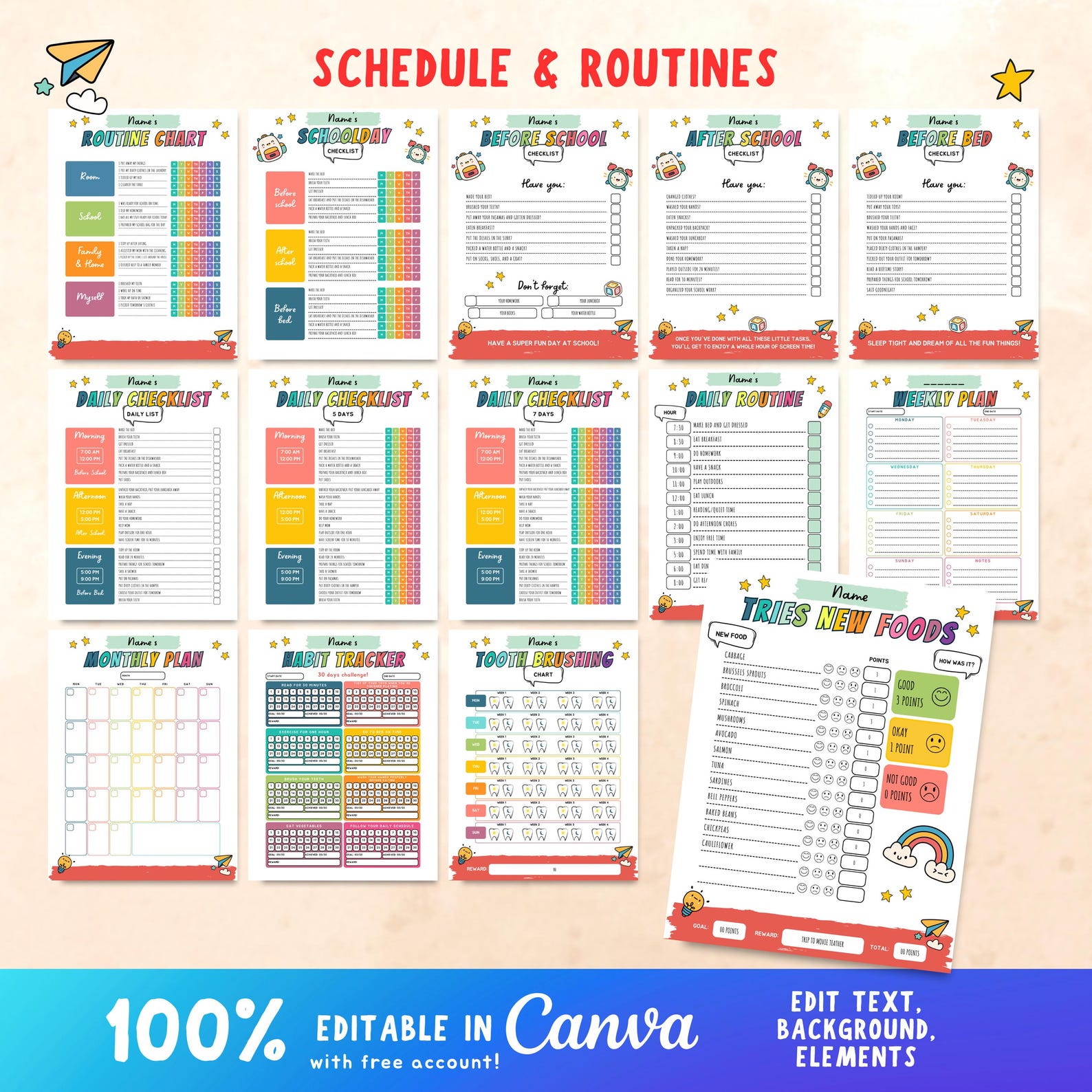 ADHD Kids Executive Function Success Pack – Editable Chore & Behavior ...