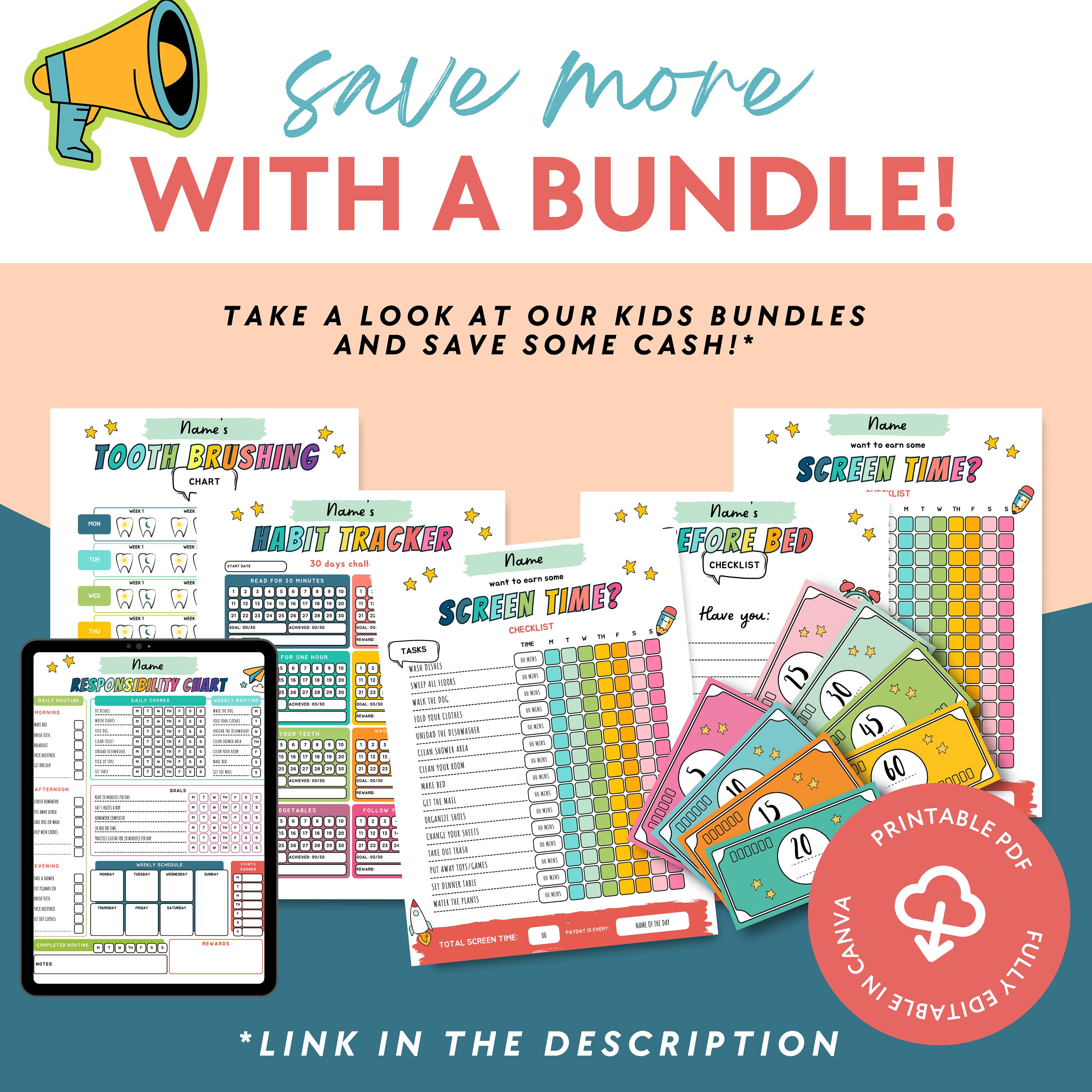 Editable Kids Chore Chart Multiple Kids Chore Chart - Etsy