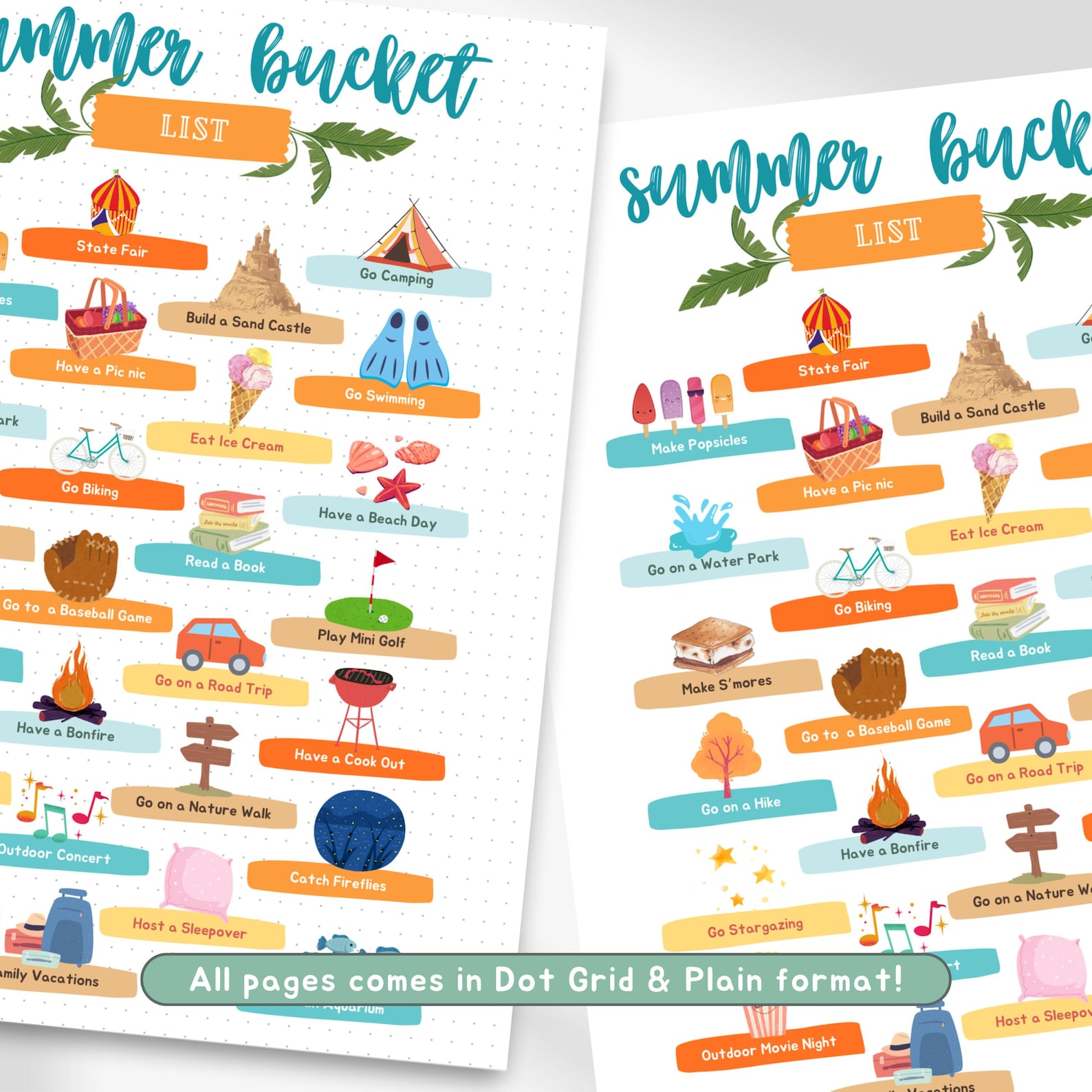 Seasonal Bucket List Bundle Printable, Fall Bucket List, Summer Bucket ...