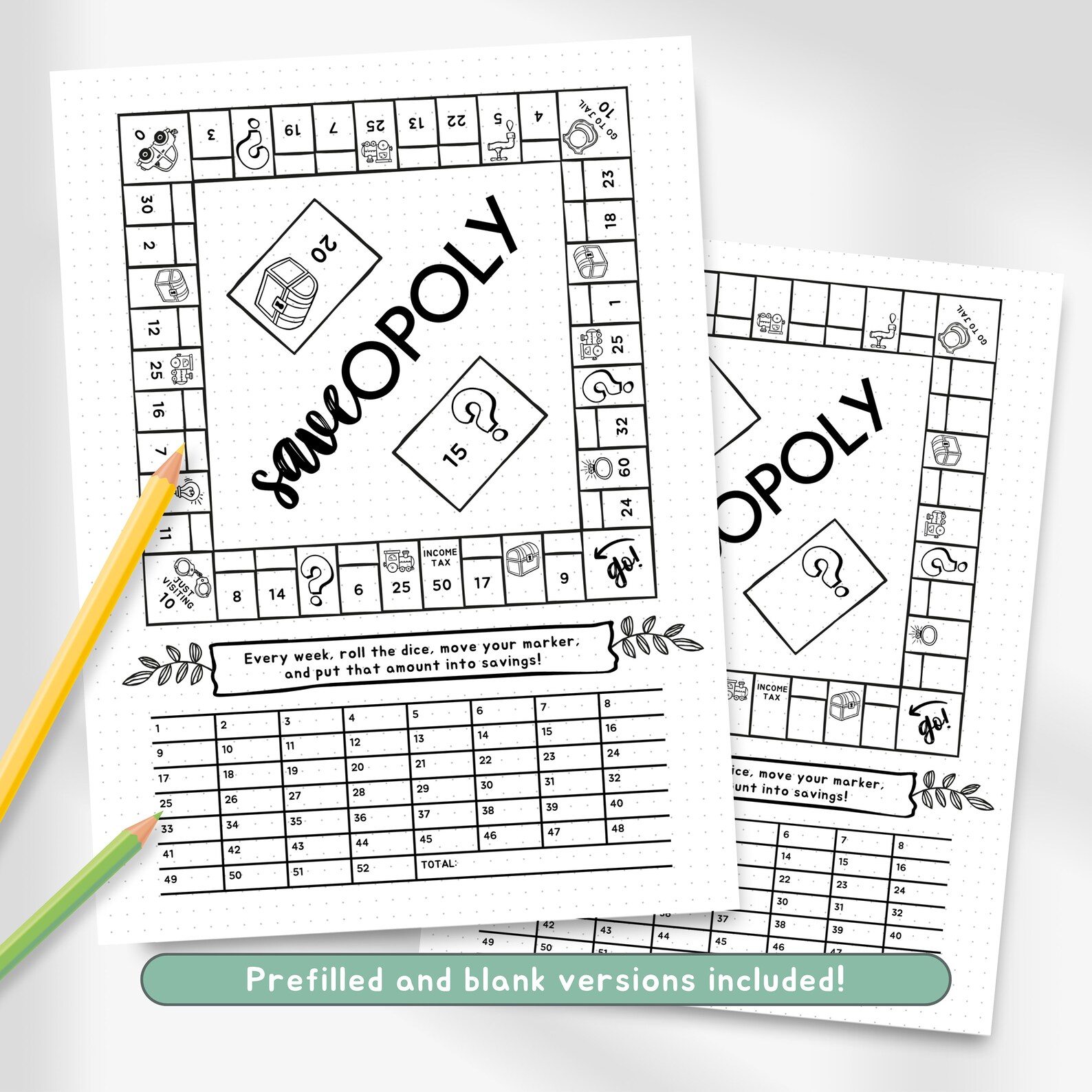 Printable Saveopoly Savings Challenge, Budgeting Game, Premade Page for ...