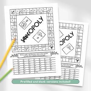 Printable Saveopoly Savings Challenge, Budgeting Game, Premade Page for ...