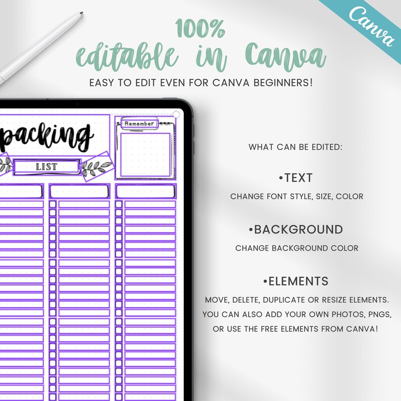 Printable Packing List, Digital Travel Checklist, Holiday Packing List ...