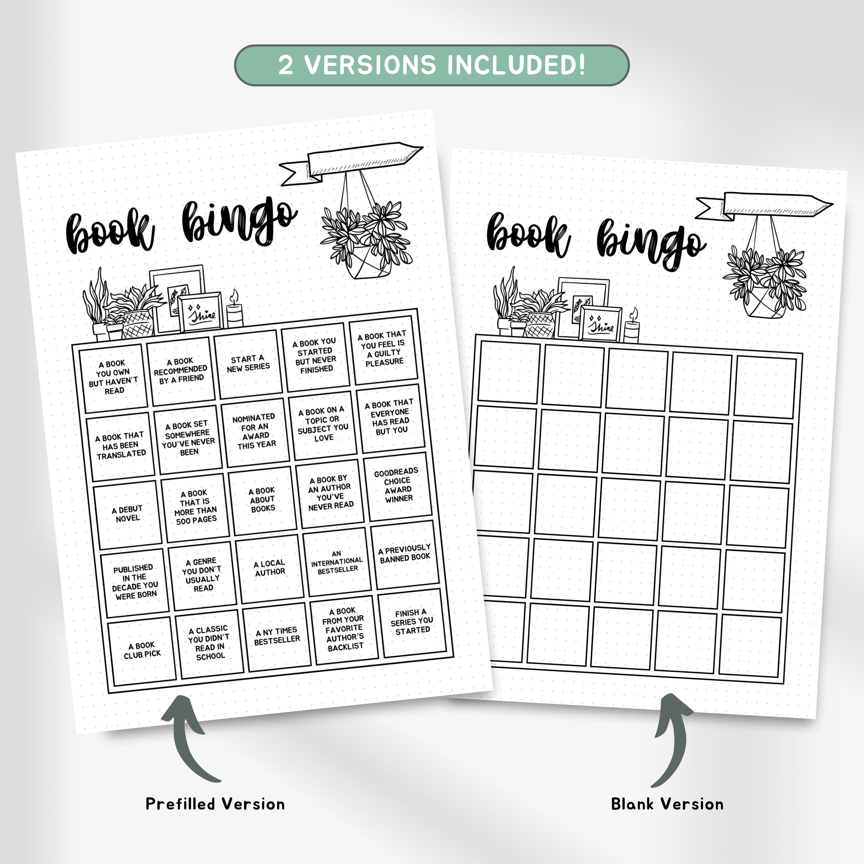 Printable Book Bingo Card, Reading Challenge, Reading Journal Page ...