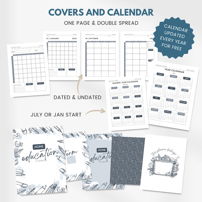 Homeschool Planner 2026 - 2027, FULLY EDITABLE & PRINTABLE Teacher ...