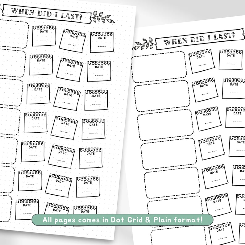 Printable When Did I Last Tracker, Task Reminder, Recurring Task ...