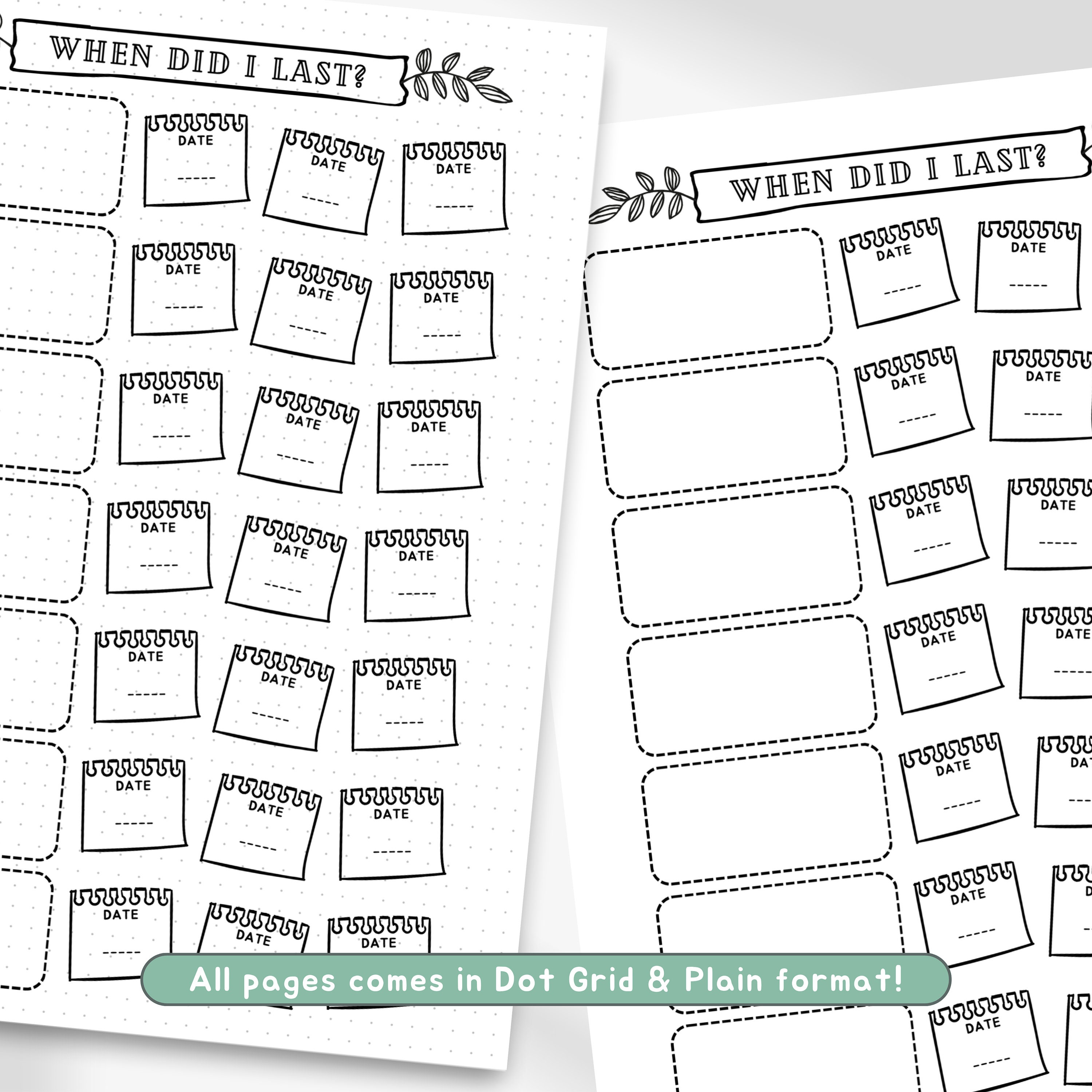 Printable When Did I Last Tracker, Task Reminder, Recurring Task ...