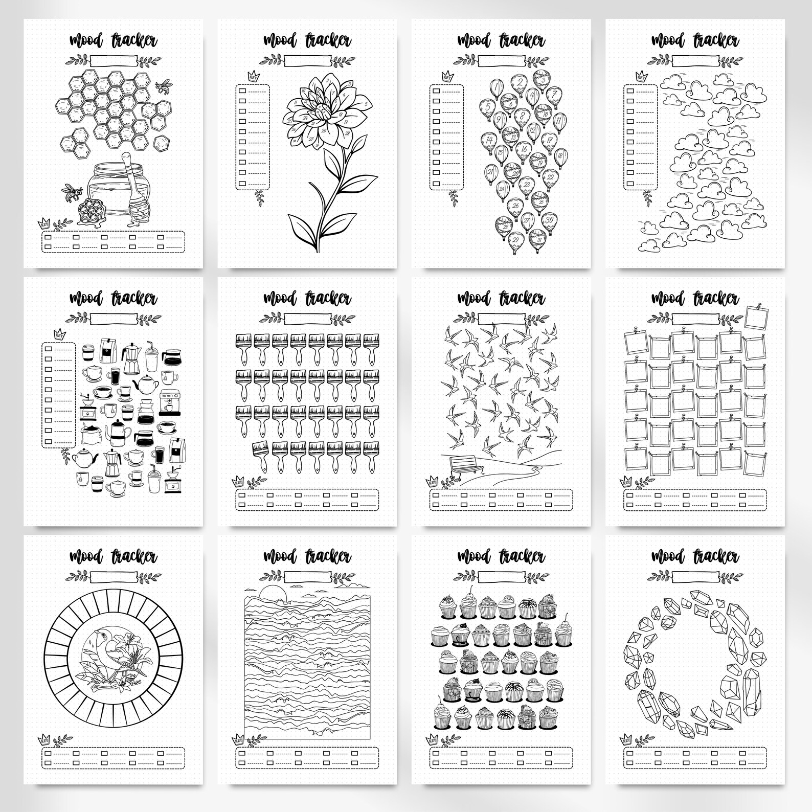 Printable Monthly Mood Tracker Bundle for Mental Wellness, Editable ...