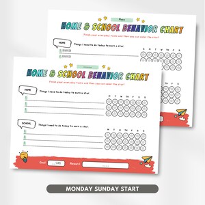 Printable Home & School Behavior Chart, Home School Chore Chart, Kids ...