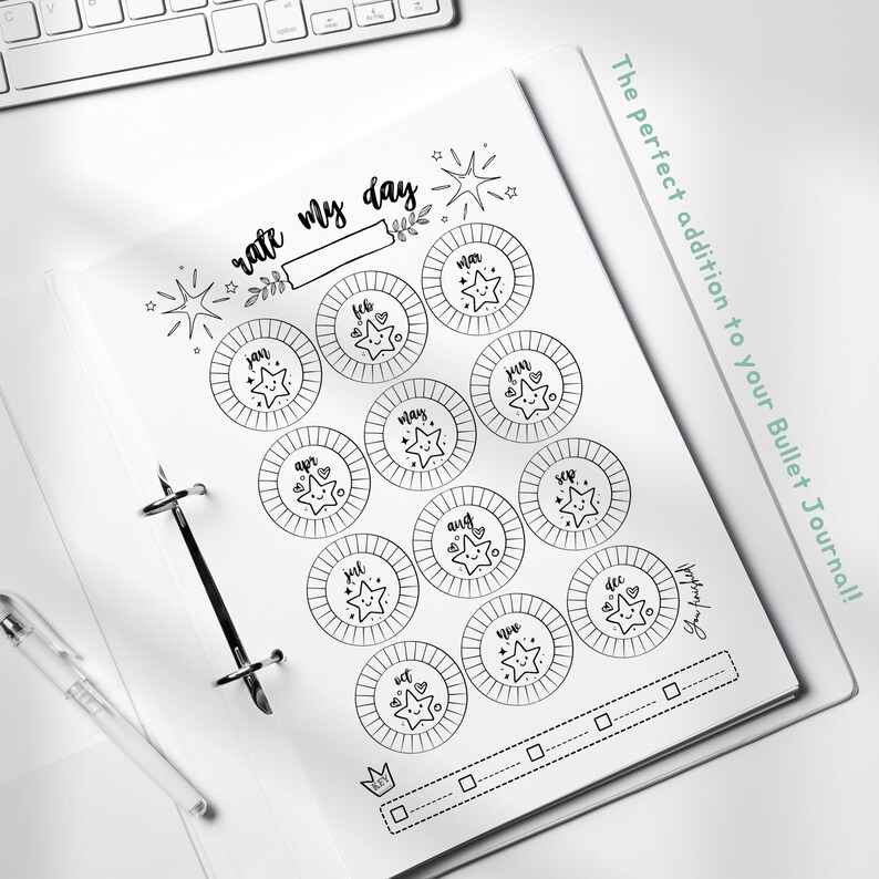 Rate My Day Tracker, Printable Journal Page, Journal Yearly Tracker ...