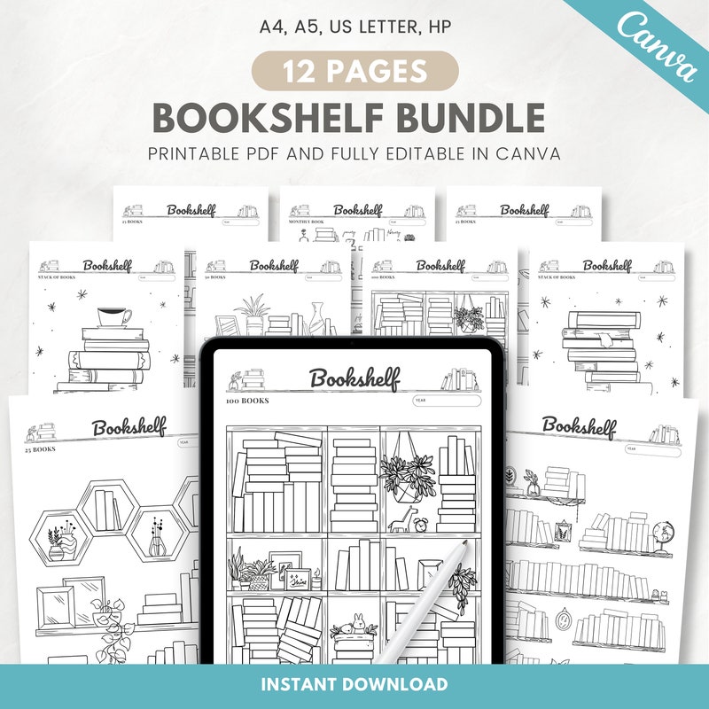 Bookshelf Template 100 - Etsy