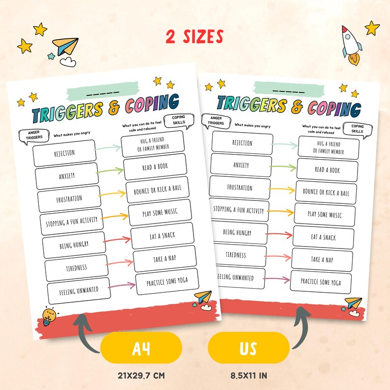 Triggers and Coping, PRINTABLE & EDITABLE Kids Chart, Kids Coping ...