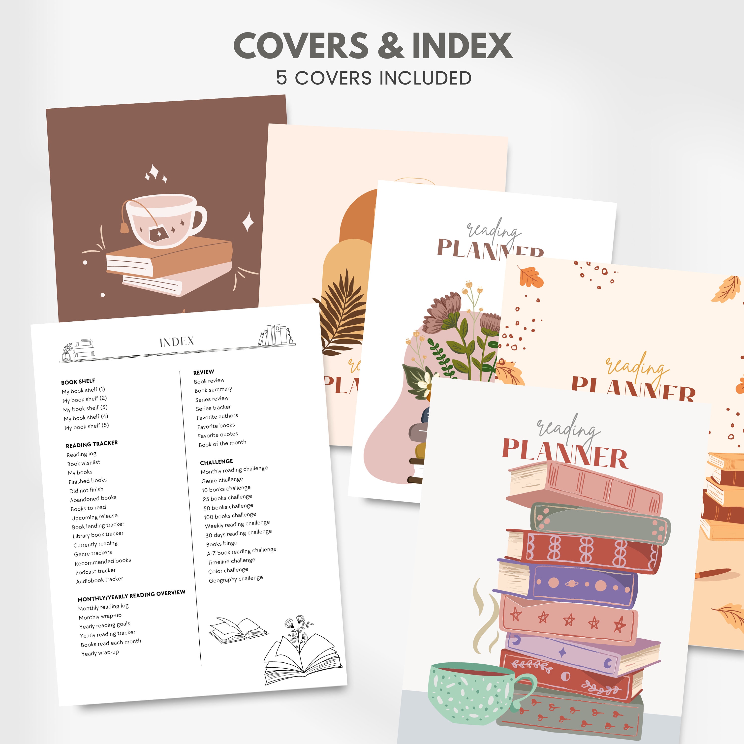 Printable Reading Journal, Editable Reading Planner Bundle, Reading Log ...