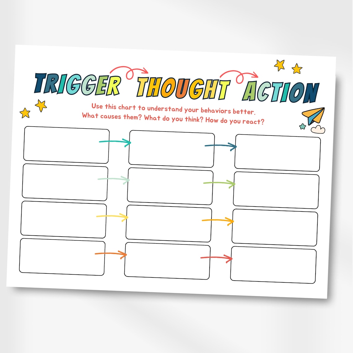 Trigger Thought Action Chart, Consequence Chart, Trigger Tracker ...