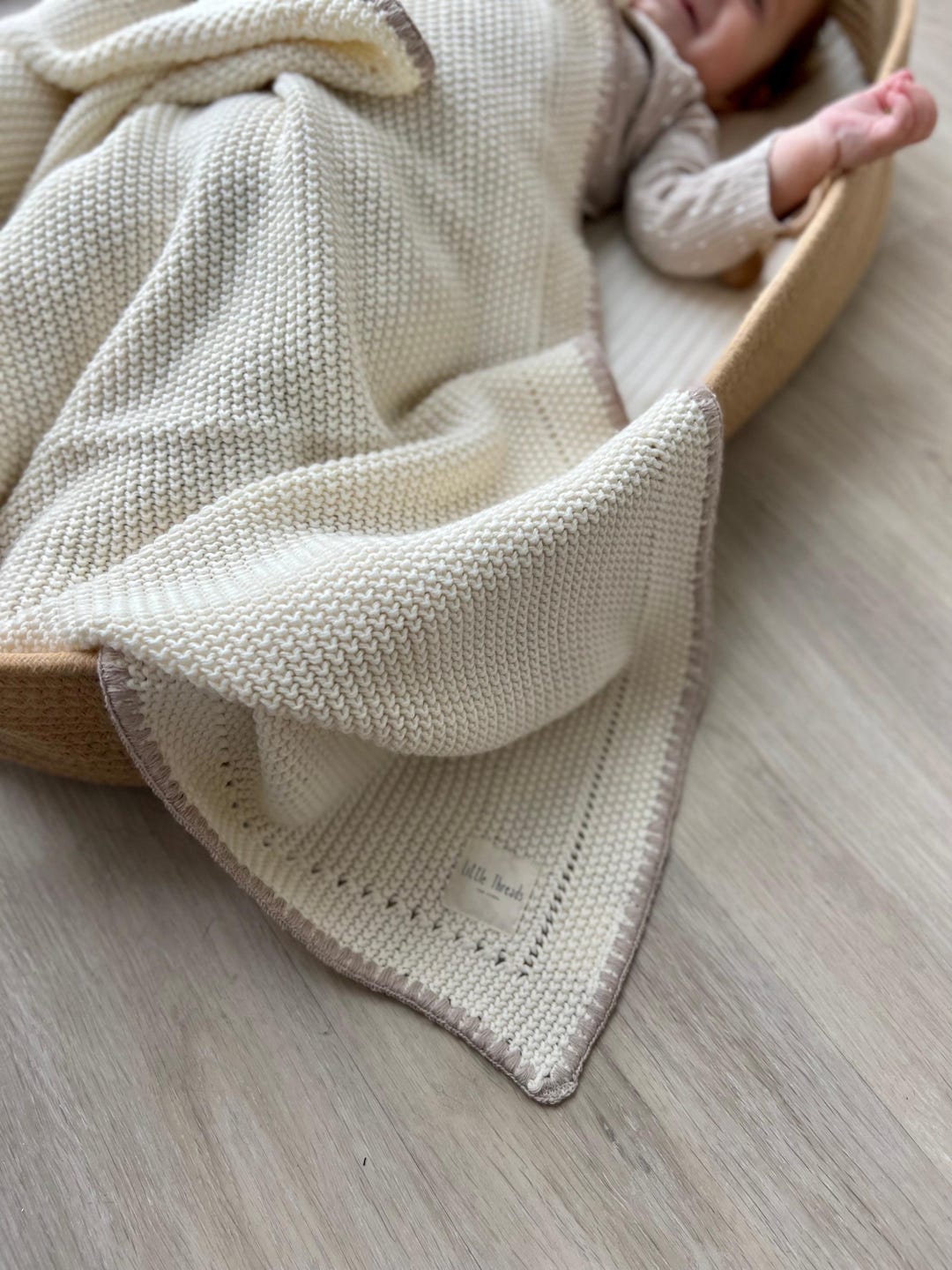 Oat Cream Knitted Cotton Blanket - Etsy