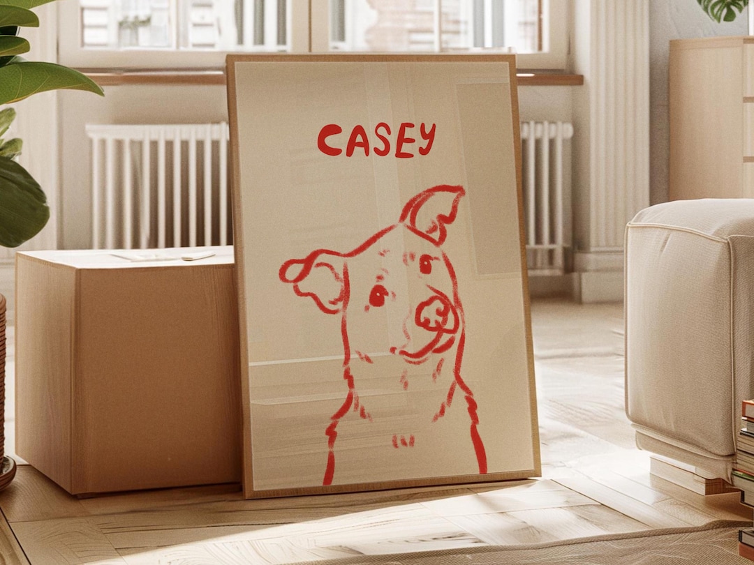 Custom Dog Portrait, Retro Pet Illustration, Colorful Gallery Wall Art ...