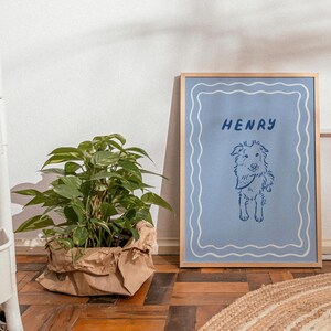 Custom Funky Pet Portrait, Cute Digital Cat Poster, Colorful Dog ...