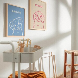 Custom Dog Portrait, Retro Pet Illustration, Colorful Gallery Wall Art ...