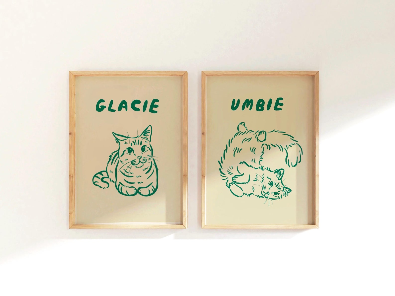 Set of 2 Custom Pet Portrait, Fun Wall Art, Cute Digital Print, Maxim ...