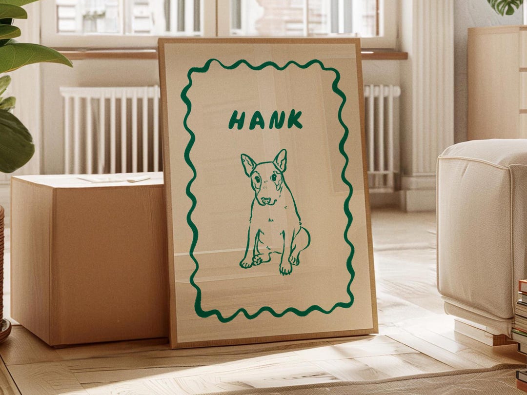 Custom Funky Dog Print, Digital Pet Illustration, Retro Dog Artwork ...