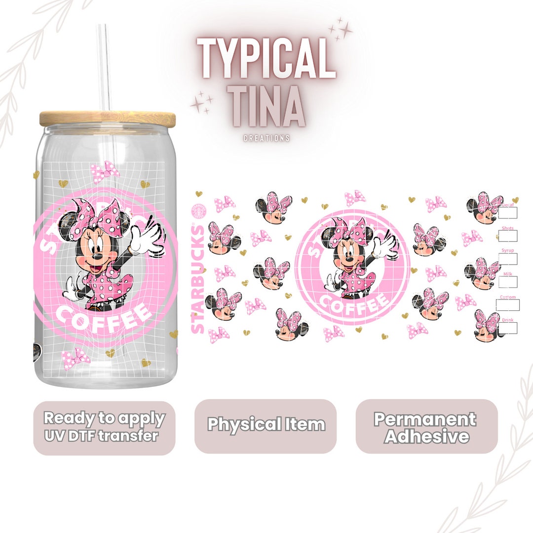 Girl Mouse Wave Pink Starbies Cup Wrap UV Transfer Ready to Apply UV ...