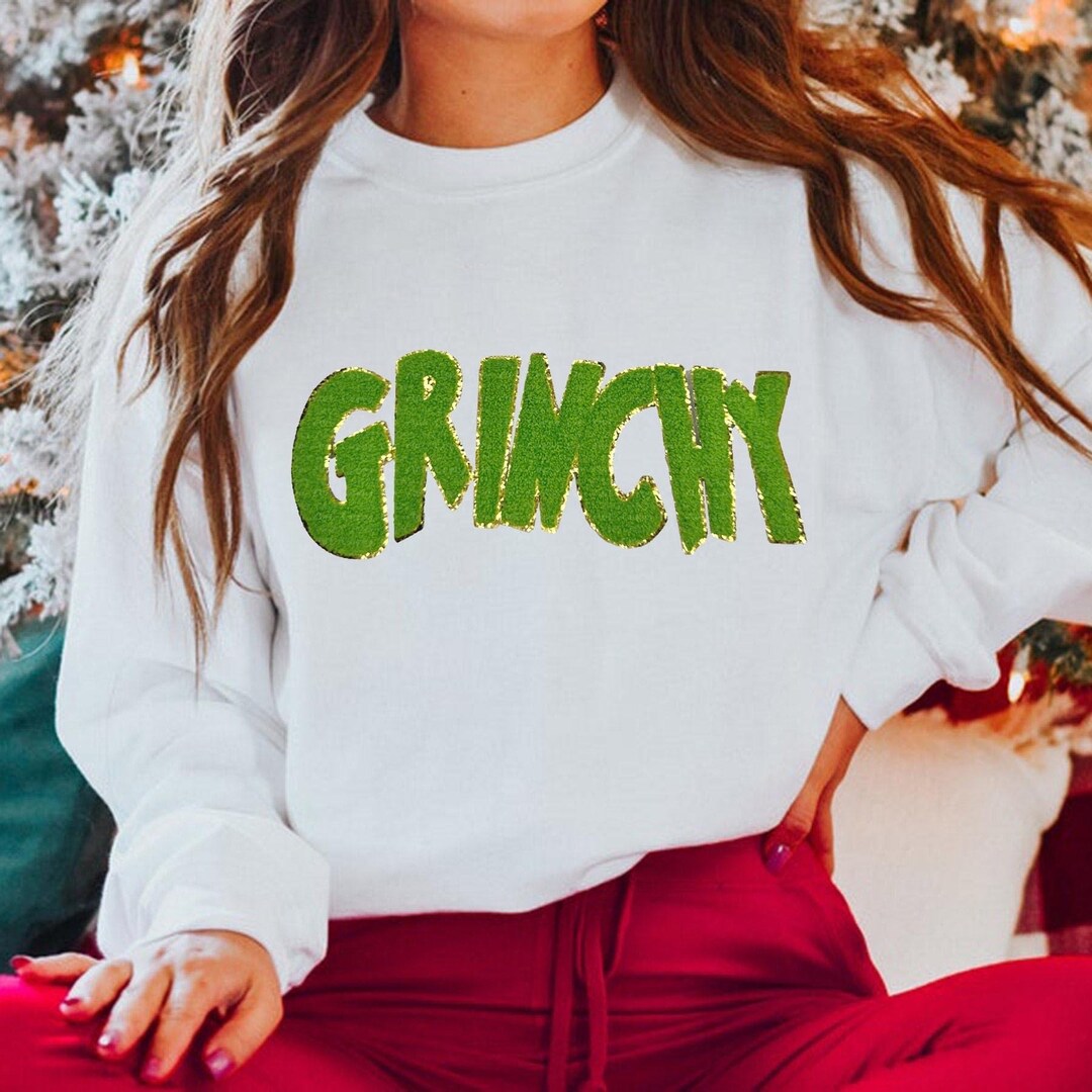 Green Grinchy Chenille Patch Grinchy Sweater Grinchmas - Etsy