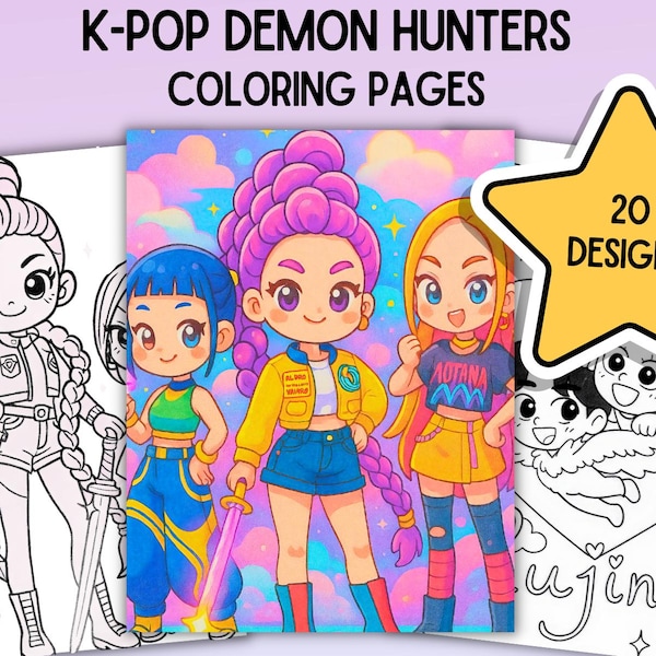 Huntrix Coloring Pages - Etsy