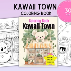 Kawaii Town Coloring Book - 30 Adorable Pages - Etsy