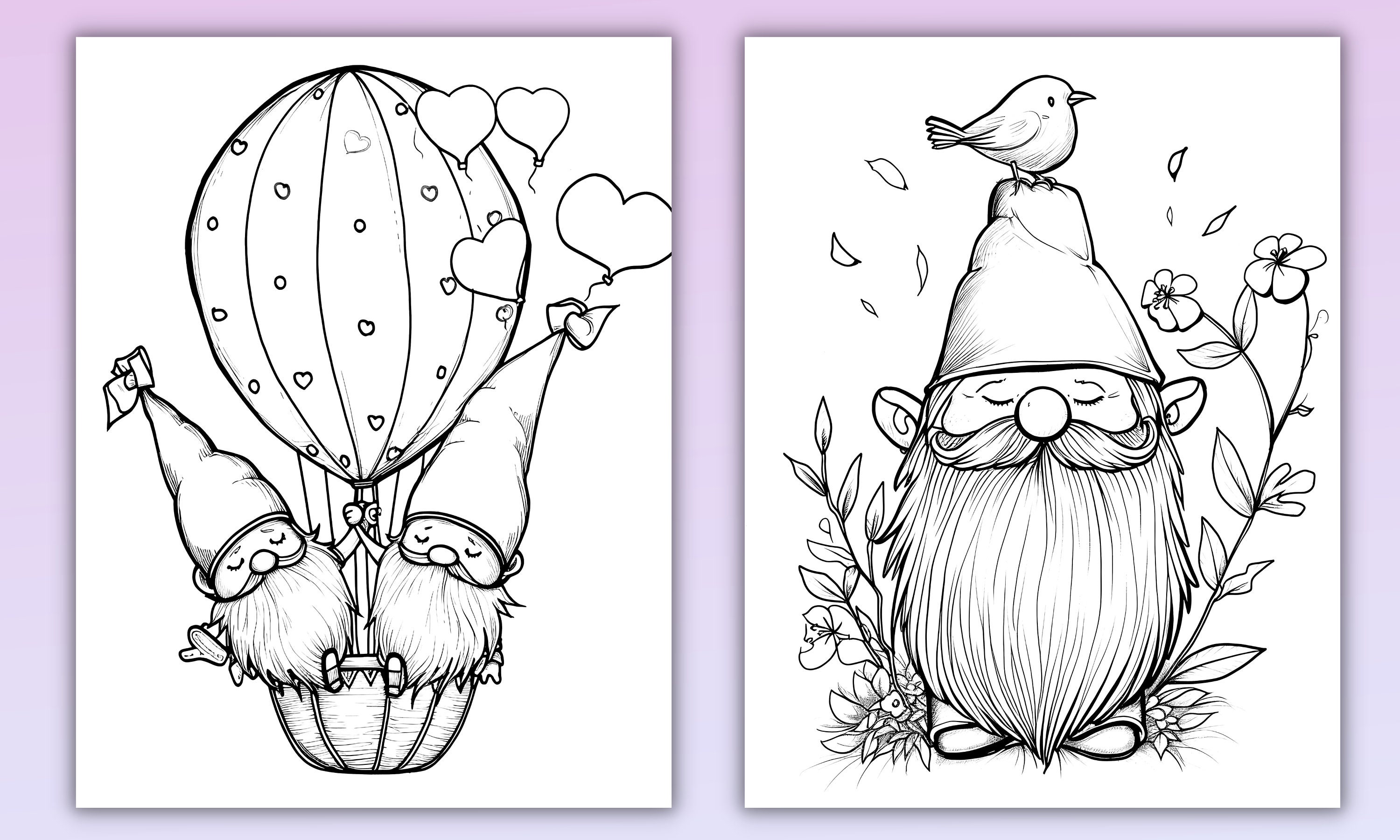 Sweet Gnomes Coloring Page - 30 Adorable Pages - Instant Download - Etsy