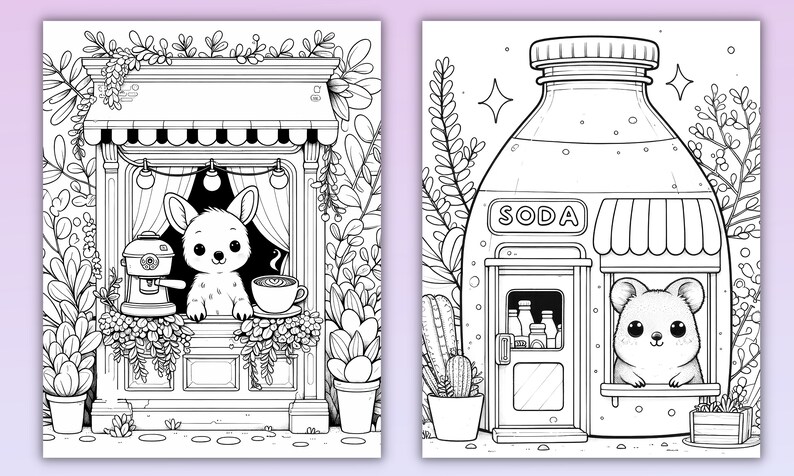 Kawaii Town Coloring Book - 30 Adorable Pages - Etsy
