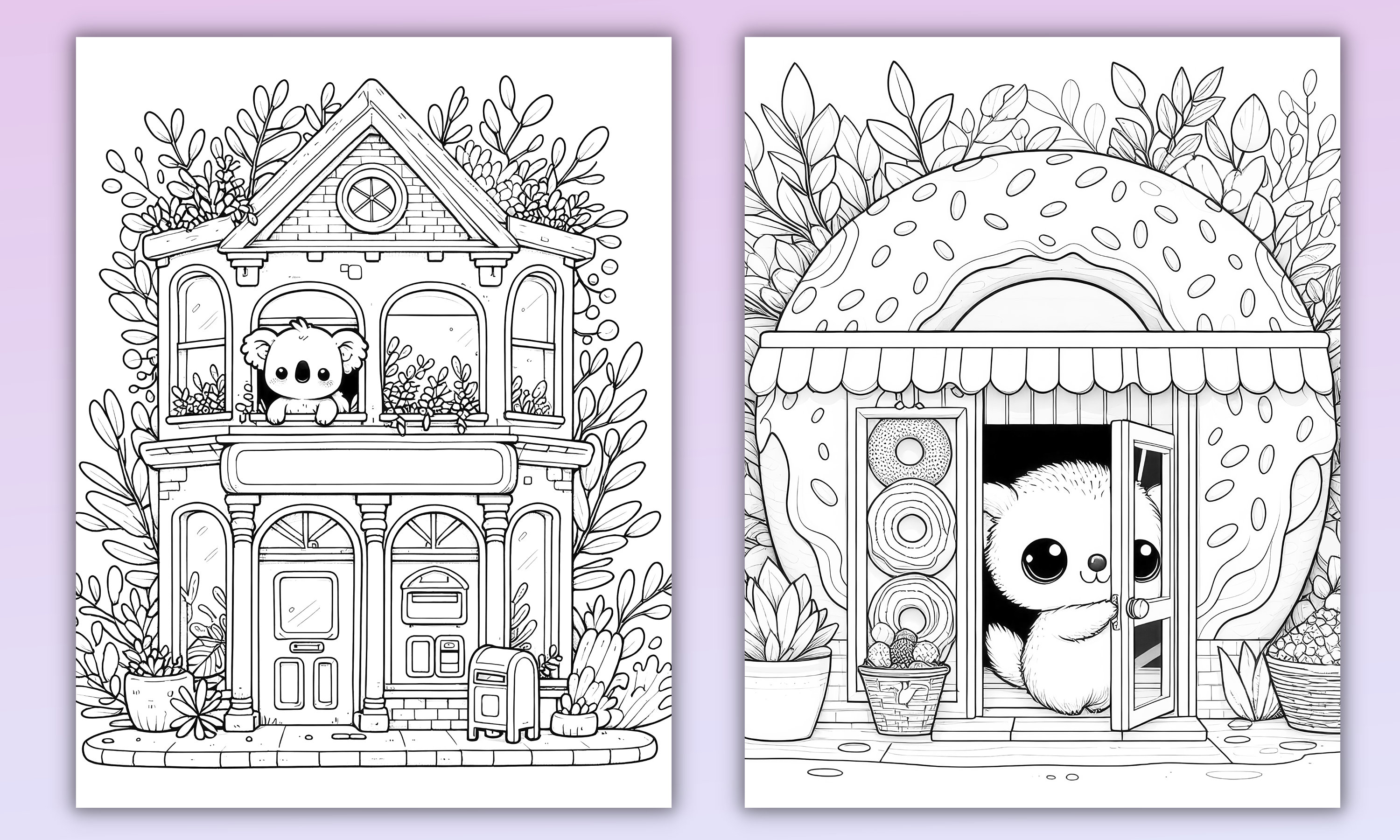 Kawaii Town Coloring Book - 30 Adorable Pages - Etsy