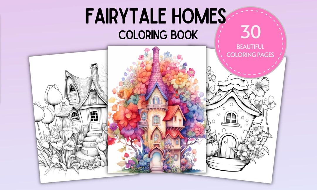 Fairytale Homes Coloring Book - Digital Download - 30 Whimsical ...